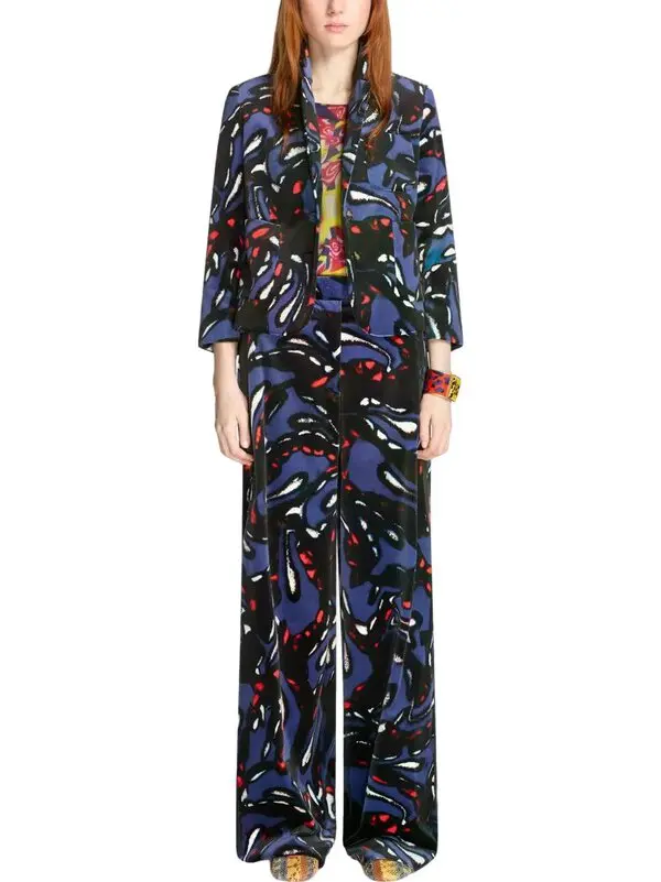 Dries Van Noten Cropped Velvet Blazer - Blue