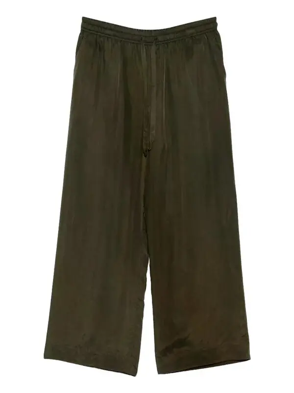 ZIGGY CHEN Drawstring Waist Wide-leg Trousers - Green
