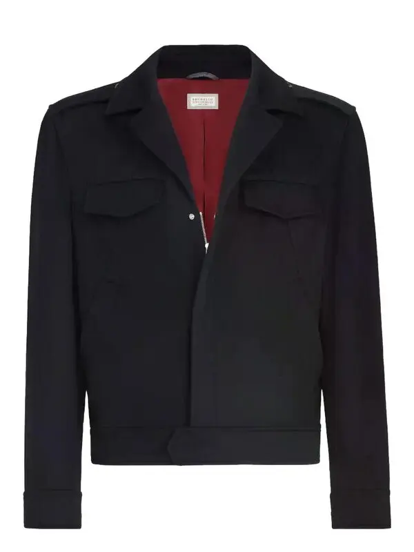 Brunello Cucinelli Lightweight Virgin Wool Cloth Outerwear Jacket - Blue