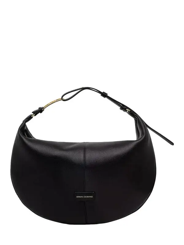 Armani Exchange Logo-plaque Crescent Tote Bag - Black