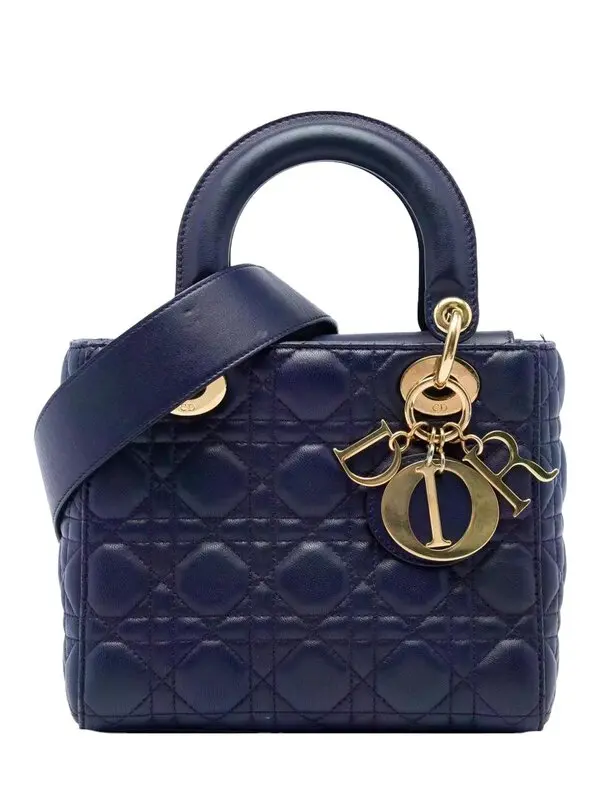 Dior 2016 Small Lambskin Cannage My Abcdior Lady Satchel - Blue