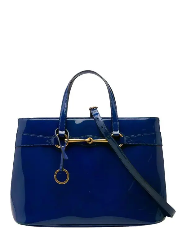 Gucci Patent Bright Bit Satchel - Blue
