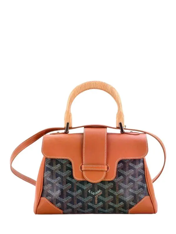 Goyard Saigon Top Handle Bag Coated Canvas With Leather Mini Shoulder Bag - Brown