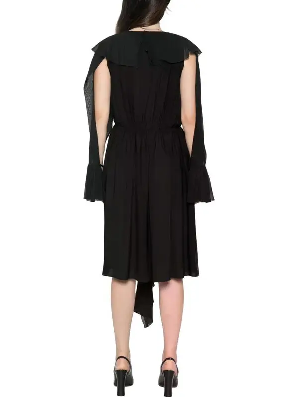 ALAINPAUL Ruffled Tiered-sleeve Midi Dress - Black