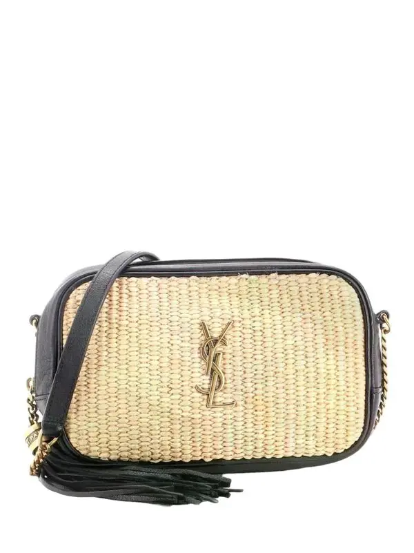 Saint Laurent Woven Raffia Mini Camera Bag - Neutrals