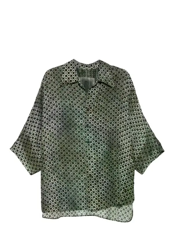 ZIGGY CHEN Geometric Print Short Sleeve Shirt - Green
