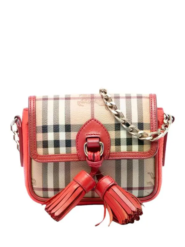 Burberry 2010-2017 Mini Haymarket Check Coated Canvas Tassel Crossbody Bag - Neutrals