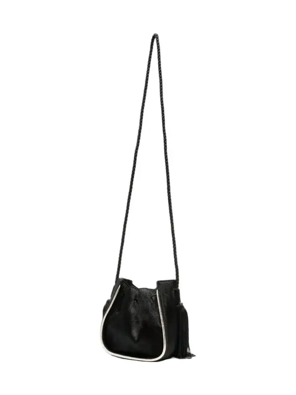 FORTE_FORTE Tassel-detail Braided-strap Shoulder Bag - Black