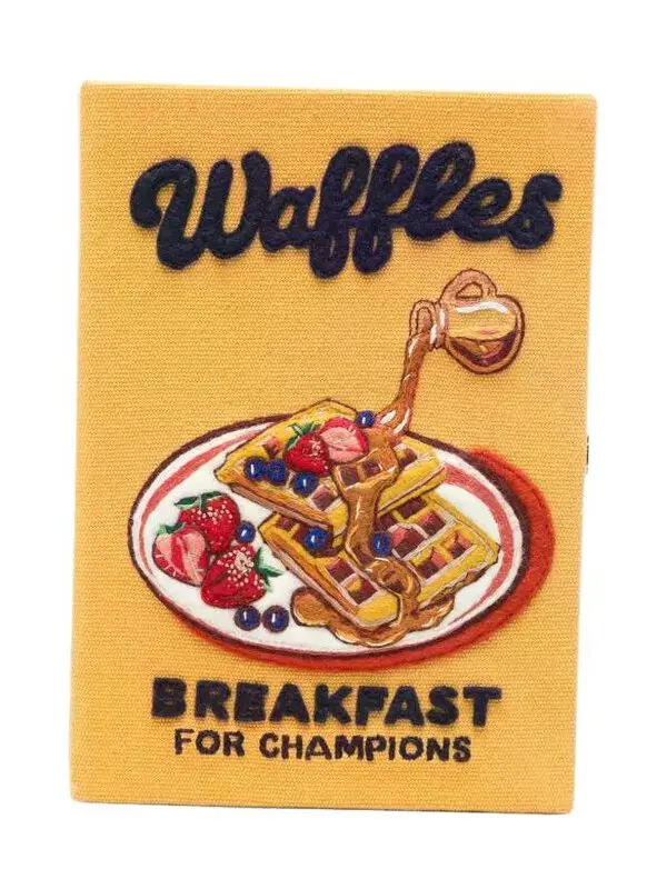 OLYMPIA LE-TAN Waffles Breakfast For Champions Embroidered Clutch Bag - Yellow