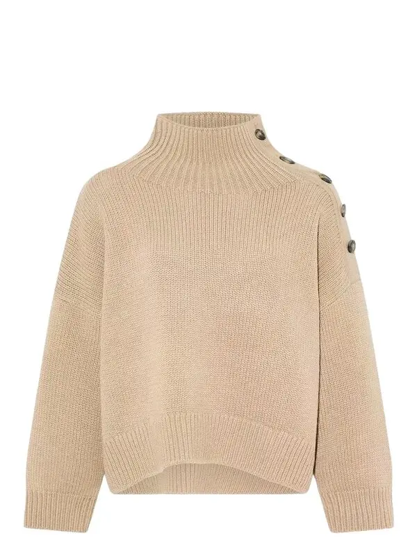 YVES SALOMON Button-embellished Oversized Knit Sweater - Neutrals
