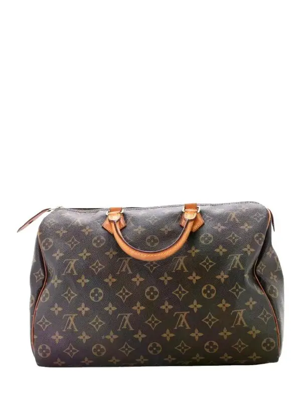 LOUIS VUITTON Speedy Monogram Canvas 35 Satchel Handbag - Brown
