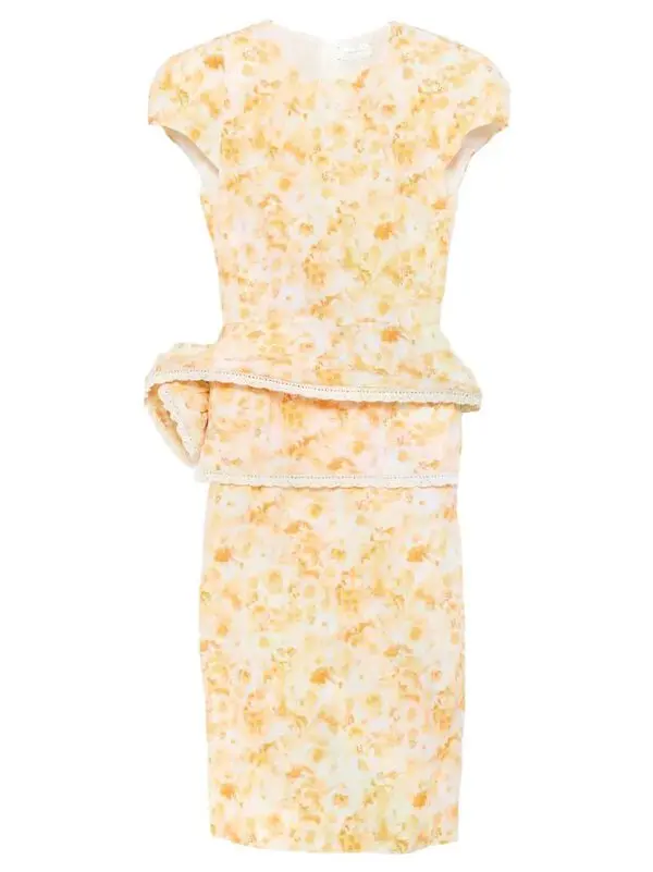 Magda Butrym Floral-print Peplum Midi Dress - Neutrals