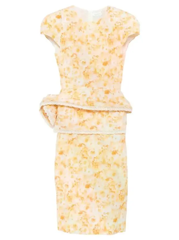 Magda Butrym Floral Print Peplum Midi Dress - Neutrals