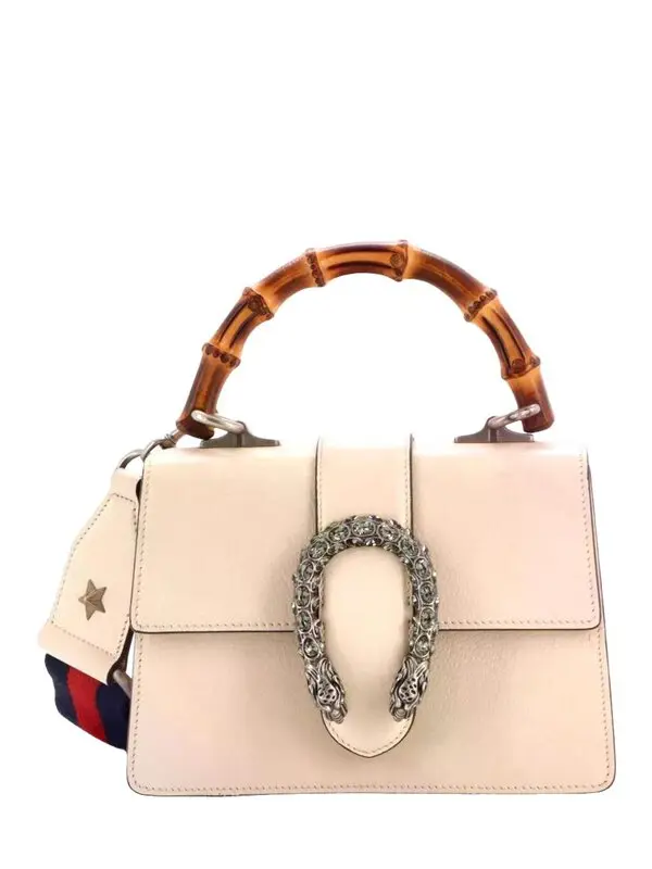 Gucci Dionysus Bamboo Top Handle Bag Leather Mini Satchel - White