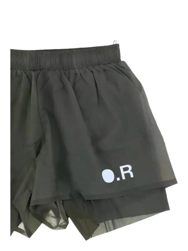 OPTIMISTIC RUNNERS Logo-print Layered Shorts - Grey