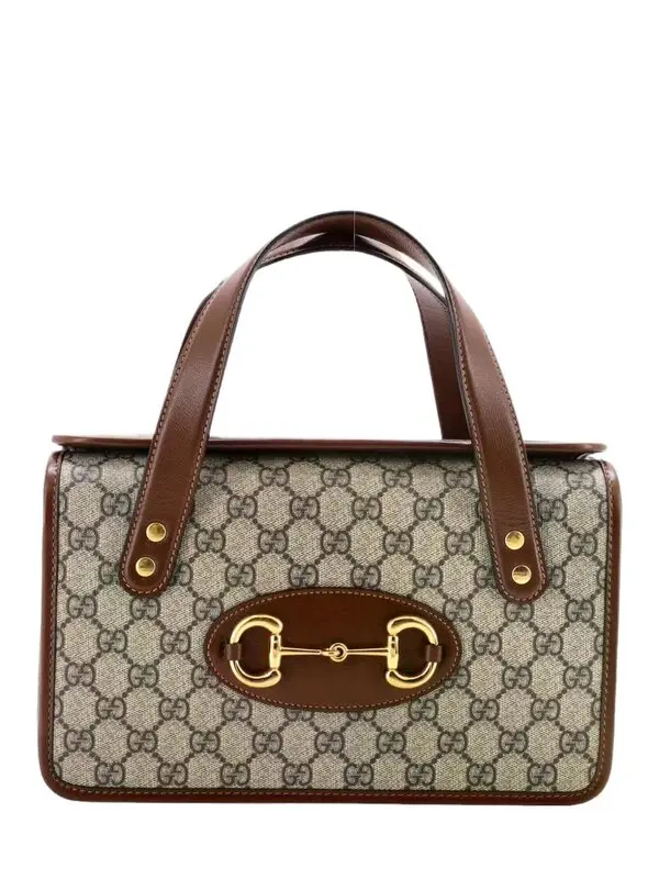 Gucci Horsebit 1955 Boston Bag Gg Coated Canvas Small Satchel - Brown