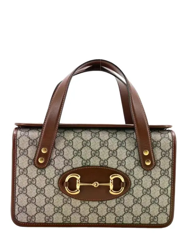 Gucci Horsebit 1955 Boston Bag Gg Coated Canvas Small Satchel - Brown
