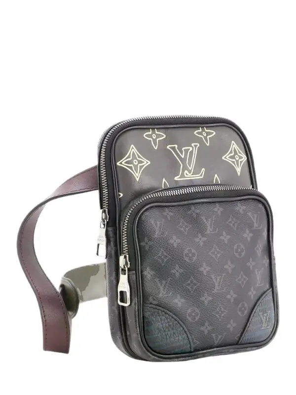 LOUIS VUITTON Amazone Sling Bag Patchwork Monogram Eclipse Canvas And Printed Leather Backpack - Black