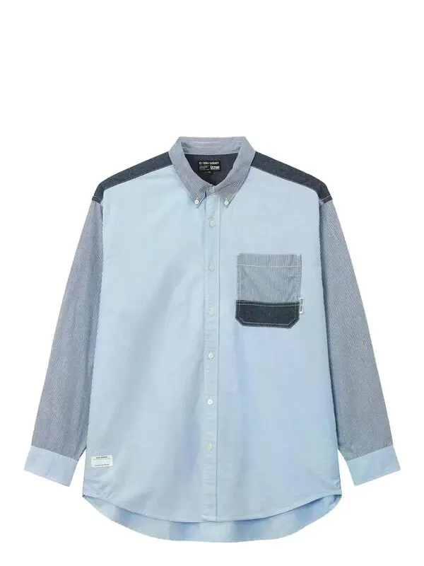 Izzue Patchwork Striped Shirt - Blue