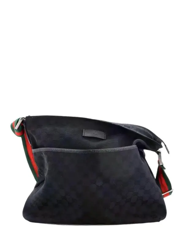 Gucci Front Pocket Web Messenger Gg Canvas Medium Crossbody Bag - Black