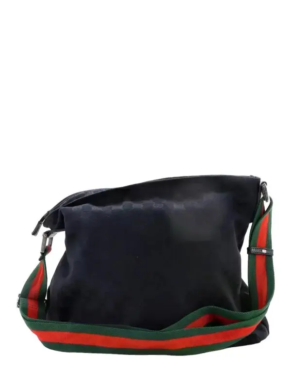 Gucci Front Pocket Web Messenger Gg Canvas Medium Crossbody Bag - Black