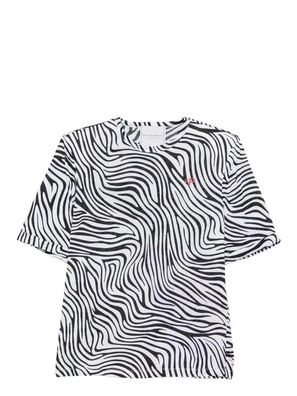 Philosophy Di Lorenzo Serafini Zebra Print Embroidered Logo T-shirt - White