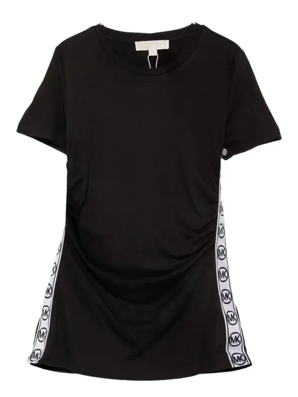 Michael Kors Logo-tape Ruched T-shirt - Black