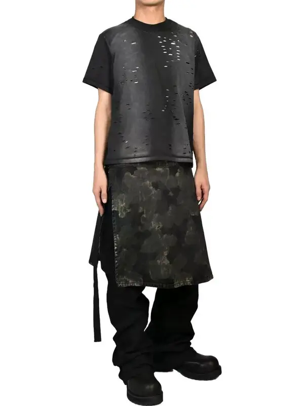 FILTH Bleached Effect Wrap Skirt - Black