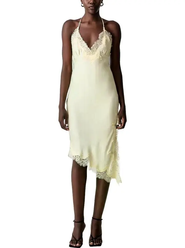 Bardot Silvio Lace-trim Asymmetric Mini Dress - Yellow
