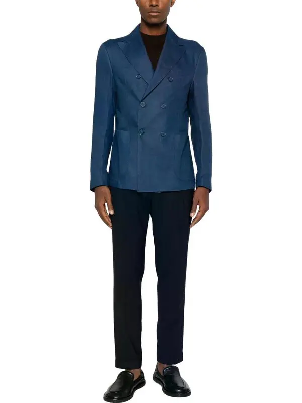 ALESSANDRO LAMURA Double-breasted Peak-lapels Blazer - Blue