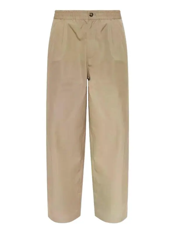 Emporio Armani Regular-fit Cotton Poplin Trousers - Neutrals
