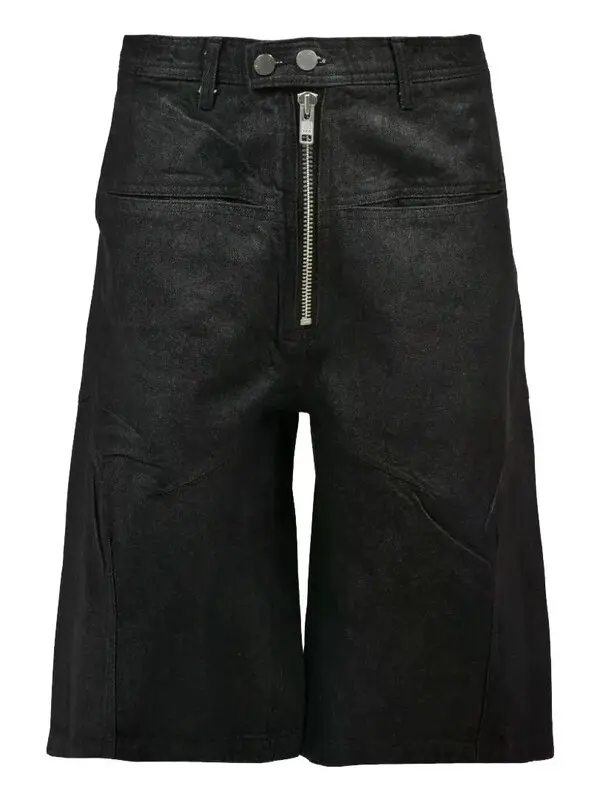 FILTH Waxed Panelled Shorts - Black