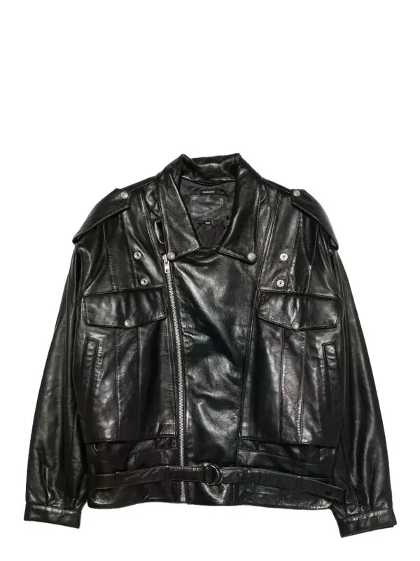 R13 Boyfriend Leather Moto Jacket - Black