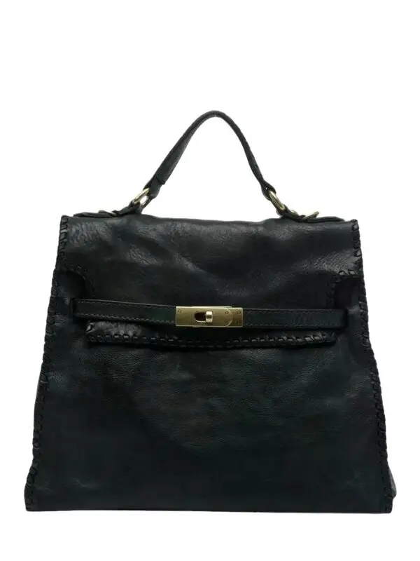 CAMPOMAGGI Ginevra Large Turn-lock Calf Leather Shoulder Bag - Green