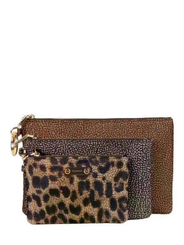 Borbonese Animal-print Logo-plaque Clutch Bags - Brown