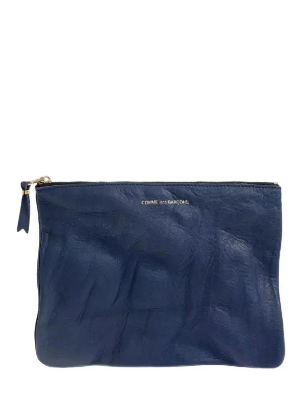 Comme Des Garçons Logo-print Leather Pouch - Blue