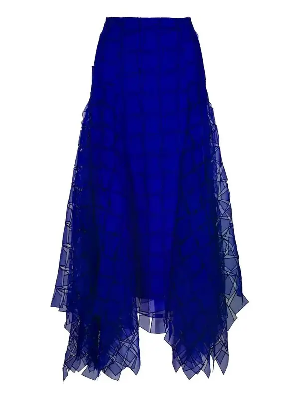 Akris Geometric Pattern Asymmetric Maxi Skirt - Blue