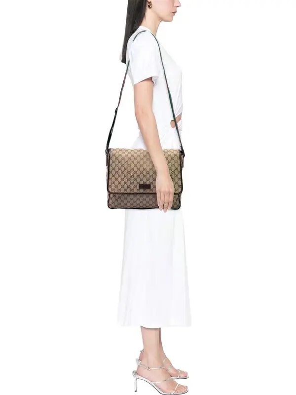 Gucci 2016-2026 Gg Canvas Web Flap Messenger Bag Crossbody Bag - Neutrals