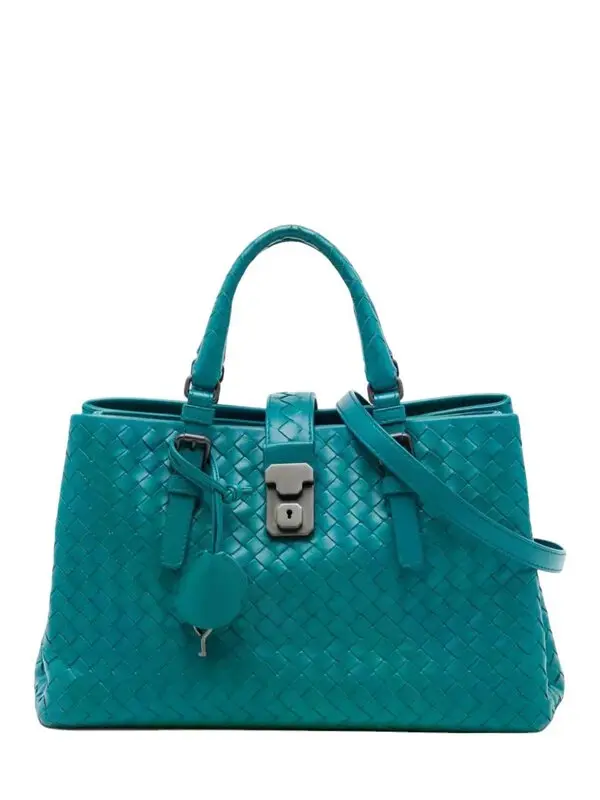 Bottega Veneta 2012-2026 Small Nappa Intrecciato Roma Satchel - Blue