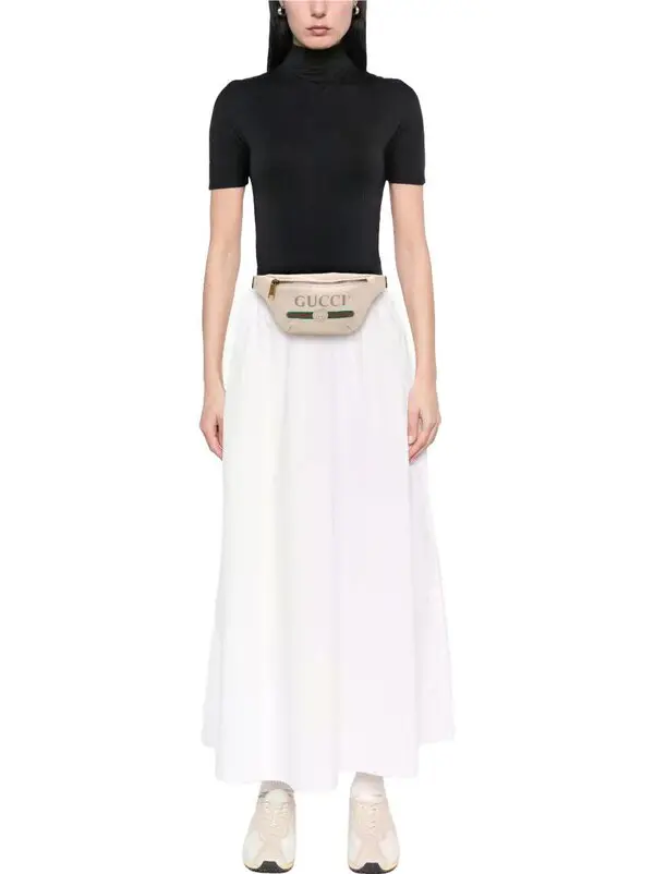 Gucci 2000-2015 Small Grained Calfskin Logo Belt Bag - White