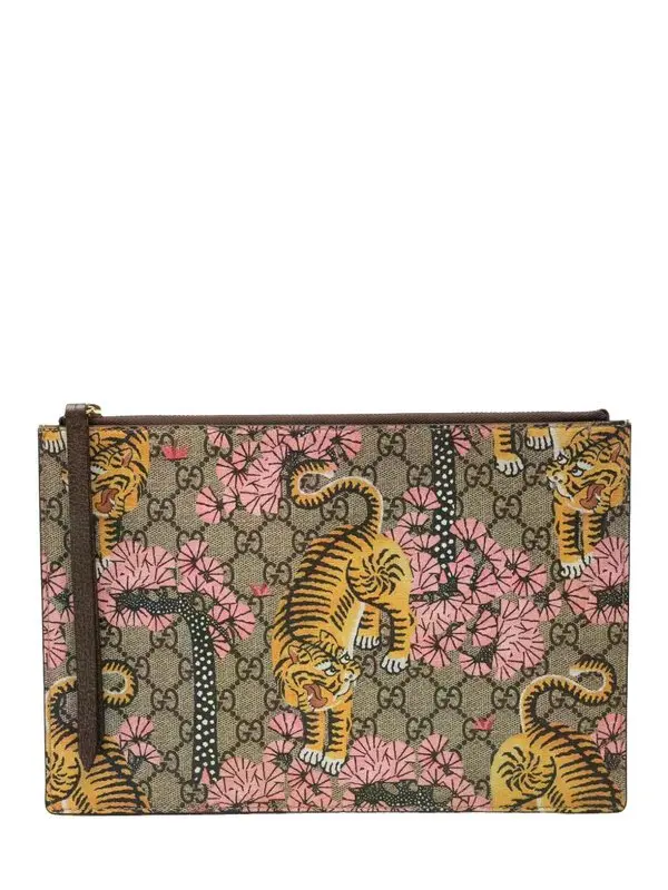 Gucci Gg Supreme Bengal Clutch Bag - Neutrals