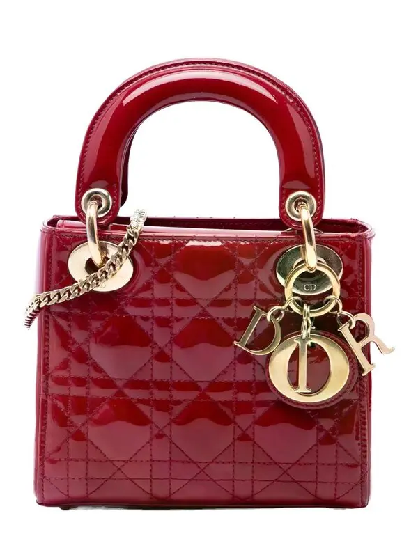 Dior Mini Lady Satchel Patent Cannage - Red