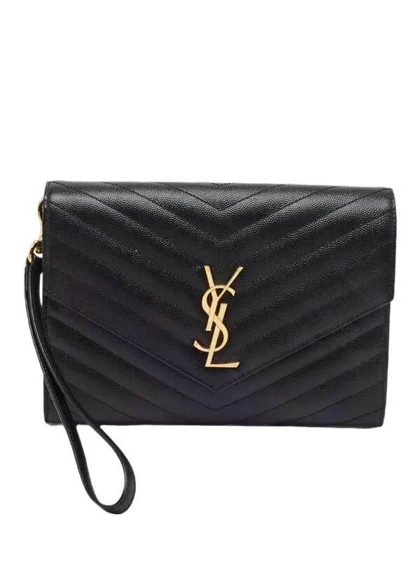 Saint Laurent Envelope Monogram Pouch - Black