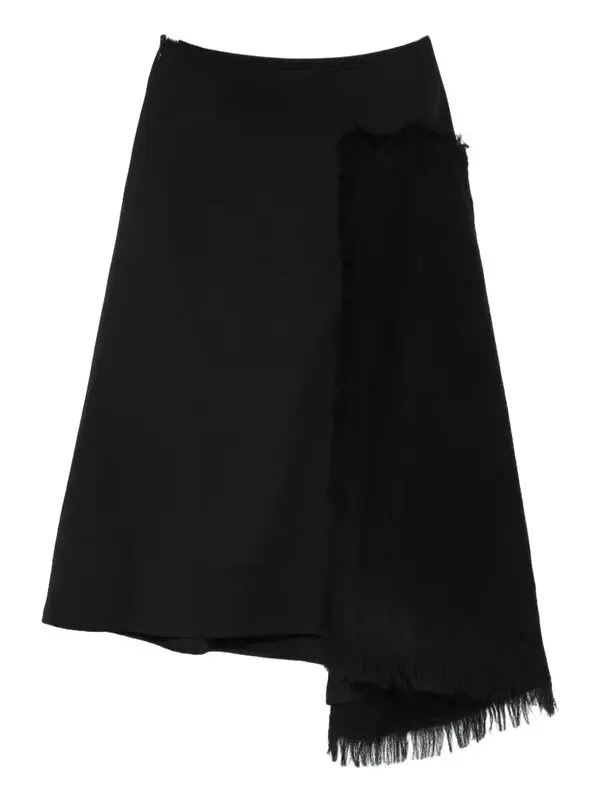 Yohji Yamamoto Layered Fringed Skirt - Black