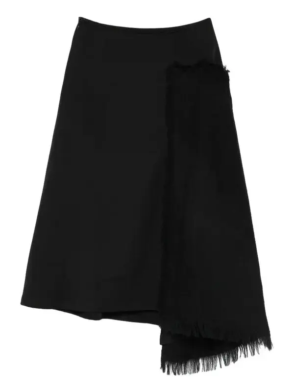Yohji Yamamoto Layered Fringed Skirt - Black