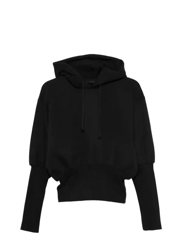 ALAINPAUL Fitted-waist Puff-sleeve Hoodie - Black