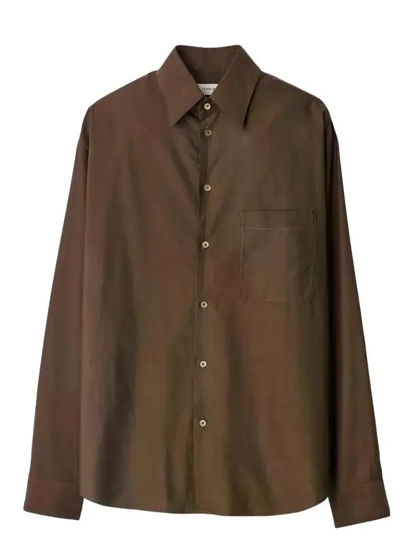 LEMAIRE Regular Shirt In Washed Cotton Silk - Brown