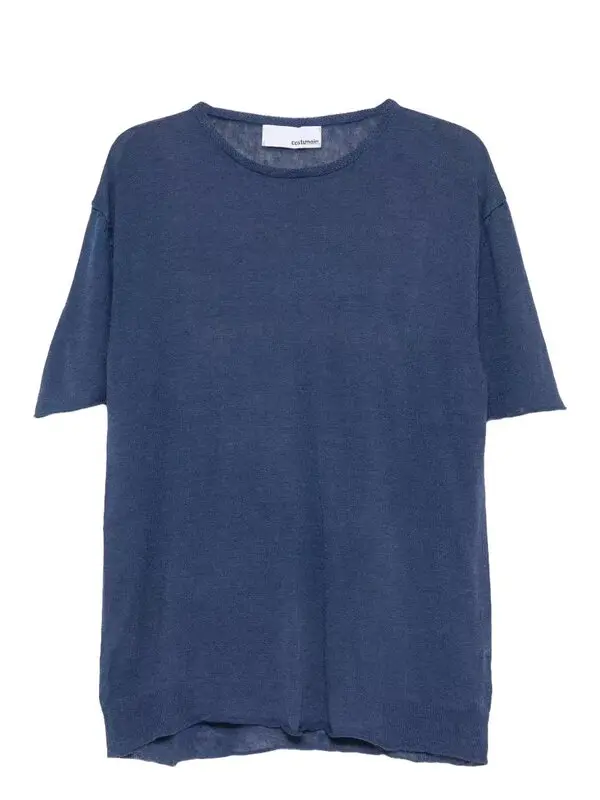 COSTUMEIN Fine-knit Drop-shoulder T-shirt - Blue