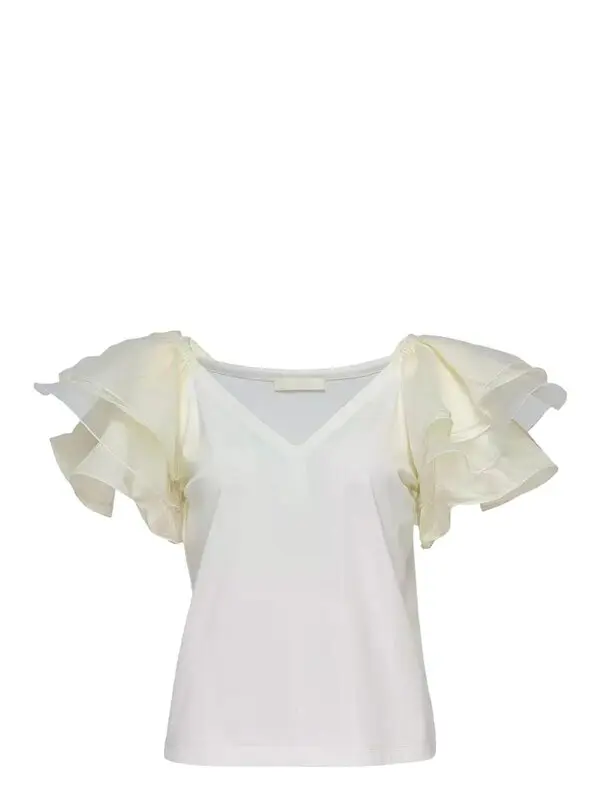 CLUB21 Ruffled Satin-finish T-shirt - White