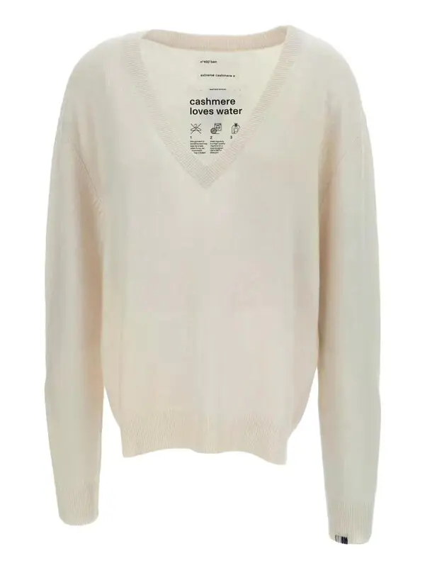 Extreme Cashmere V-neck Long Sleeve Sweater - Neutrals